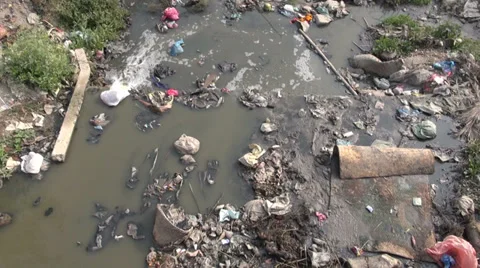 catastrophic water pollution in asia riv... | Stock Video | Pond5