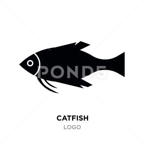 Catfish logo, black catfish, fish silhouette symbol. ~ Clip Art #86448571
