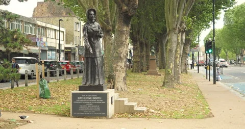 Catherine Booth statue in Mile End, Lond... | Stock Video | Pond5