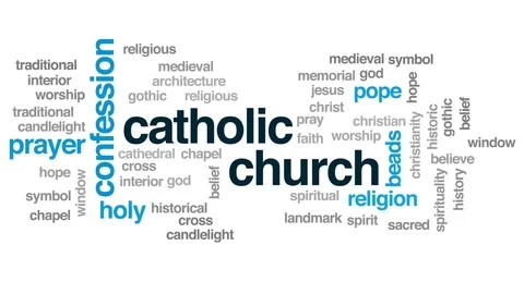 Catholic church animated word cloud, tex... | Stock Video | Pond5