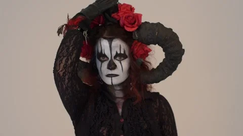 Catrina Cosplay girl covering her face w... | Stock Video | Pond5