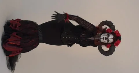 Catrina Cosplay girl moving whole body s... | Stock Video | Pond5