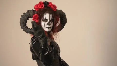 Catrina Cosplay girl seducing and callin... | Stock Video | Pond5