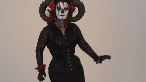 Catrina Cosplay girl tilt up while sensu... | Stock Video | Pond5