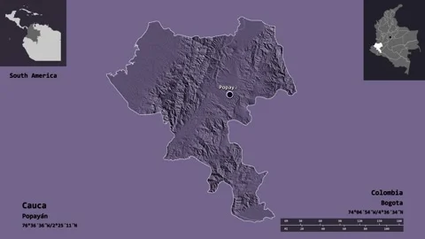 Cauca location. Colombia. Administrative... | Stock Video | Pond5