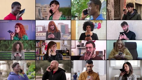 Caucasian and African people texting, sp... | Stock Video | Pond5