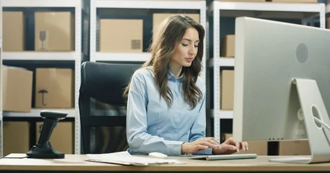 Caucasian beautiful female postal worker... | Stock Video | Pond5