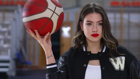 Caucasian cheerleader with red lipstick ... | Stock Video | Pond5