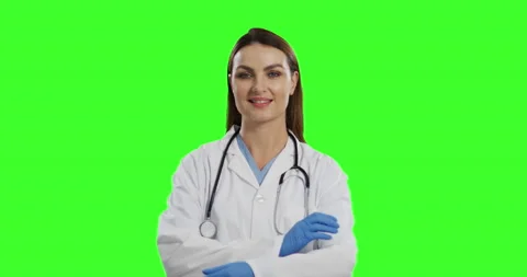 Caucasian female doctor on green screen ... | Stock Video | Pond5