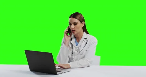Caucasian female doctor on green screen ... | Stock Video | Pond5