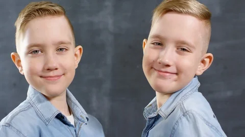 Caucasian Identical Twins Posing Togethe... | Stock Video | Pond5