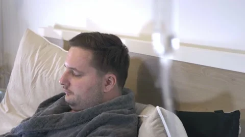 caucasian male patient sitting in bed ro... | Stock Video | Pond5