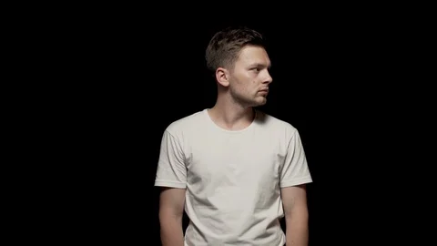 Caucasian man rotating head right to lef... | Stock Video | Pond5