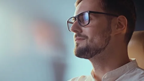 Caucasian programmer guy in glasses codi... | Stock Video | Pond5