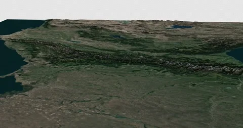 Caucasus north to south map with 3d reli... | Stock Video | Pond5