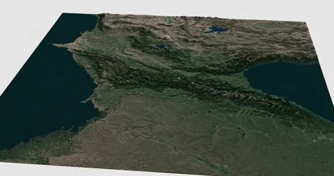 Caucasus north to south map with 3d reli... | Stock Video | Pond5