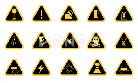 Caution and warning sign, icons pack, vector illustration Illustration ...