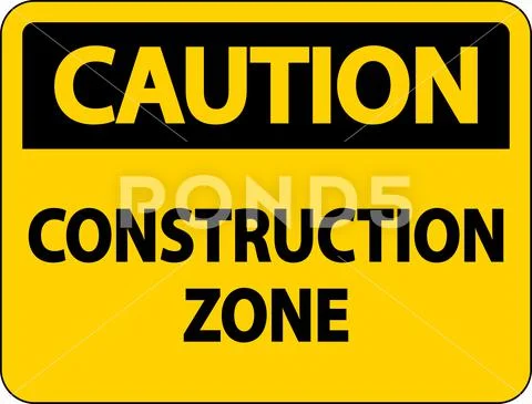 Caution Construction Zone Symbol Sign On White Background ~ Clip Art ...