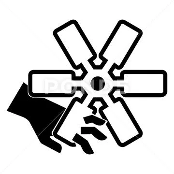 Caution Cutting of Fingers Or Hand Engine Fan Symbol Sign on White ...