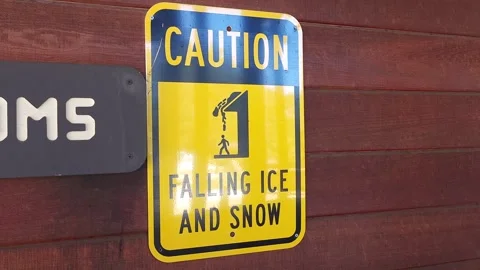 Caution Falling Ice Sign Stock Video Footage | Royalty Free Caution ...