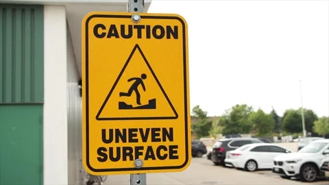 caution uneven surface sign with caption... | Stock Video | Pond5