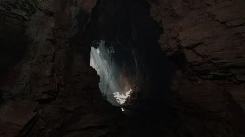 A cave with a stunning ray of light shin... | Stock Video | Pond5