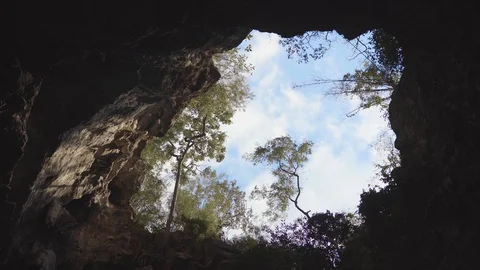 Cave on Top Against Blue Sky, Sunlight M... | Stock Video | Pond5