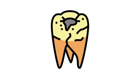 cavity tooth color icon animation | Stock Video | Pond5