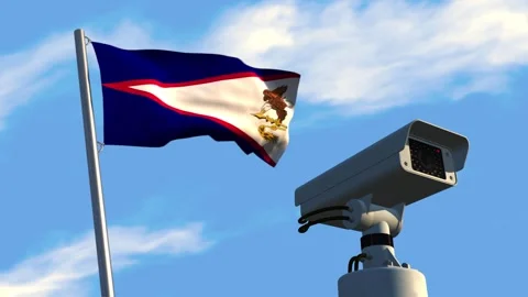 CCTV camera with American Samoan flag wi... | Stock Video | Pond5