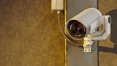 CCTV camera fixed on metal pole on cemen... | Stock Video | Pond5