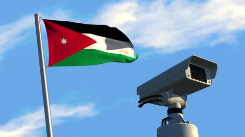 CCTV camera with Jordanian flag with SFX | Stock Video | Pond5