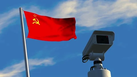 CCTV camera with Soviet Union flag wavin... | Stock Video | Pond5