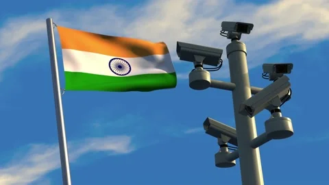CCTV cameras with Indian flag | Stock Video | Pond5