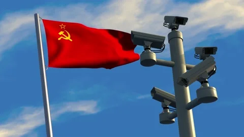 CCTV cameras with Soviet Union flag | Stock Video | Pond5