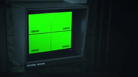 CCTV Monitor Green Screen Time Code Spli... | Stock Video | Pond5