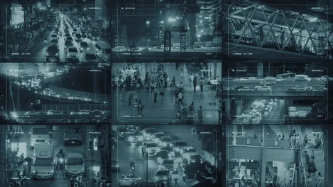 CCTV Monitors Display With City Scenes | Stock Video | Pond5