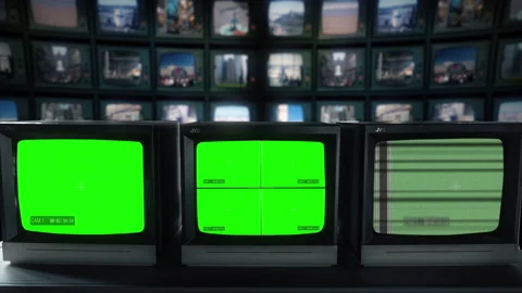 CCTV Monitors Green Screen Security Syst... | Stock Video | Pond5