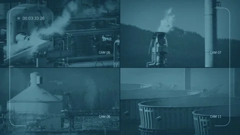 CCTV Oil Refinery Security Cameras 4 Sho... | Stock Video | Pond5