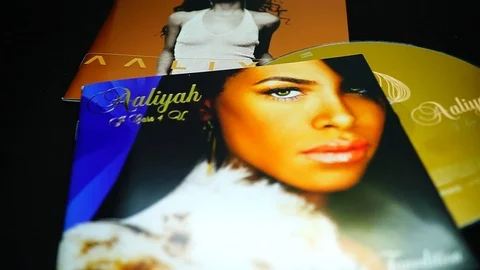 CDs and artwork of the American singer, ... | Stock Video | Pond5