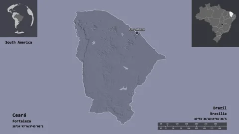 Ceará location. Brazil. Administrative ... | Stock Video | Pond5