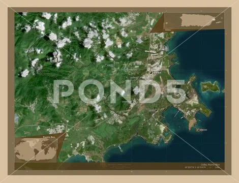 Ceiba, Puerto Rico. Low-res satellite. Labelled points of cities ...