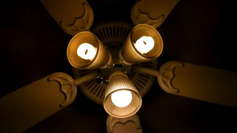 Ceiling fan in a dark creepy room with b... | Stock Video | Pond5