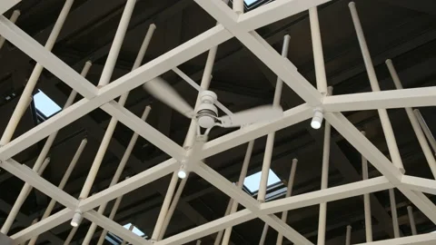 Ceiling fan spinning in slow motion insi... | Stock Video | Pond5