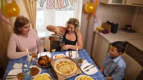 Celebrating a woman's birthday, people s... | Stock Video | Pond5