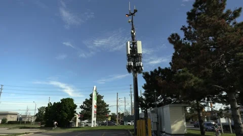 Cell tower antennas with 5G and 4G LTE t... | Stock Video | Pond5