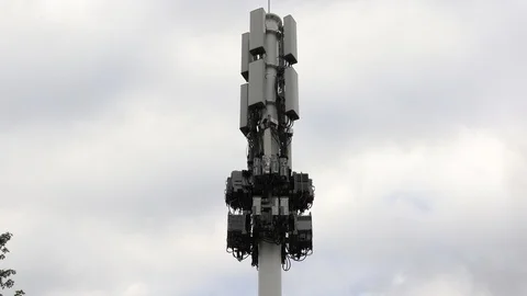 Cell tower with antennas for LTE 4G 5G d... | Stock Video | Pond5