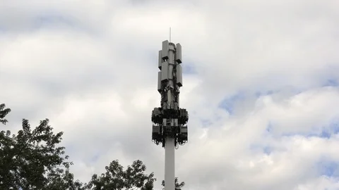 Cell tower with antennas for LTE 4G 5G d... | Stock Video | Pond5