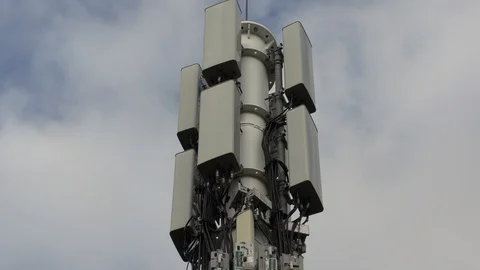 Cell tower with antennas for LTE 4G 5G d... | Stock Video | Pond5