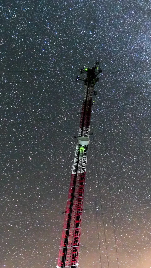 Cell tower on the background of the nigh... | Stock Video | Pond5