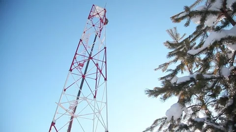 The cell tower. The construction of cell... | Stock Video | Pond5